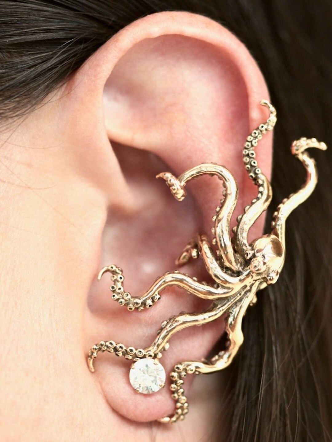 Octopus Ear Cuff Gold Octopus Earring 14K Gold Octopus Jewelry Kraken ...
