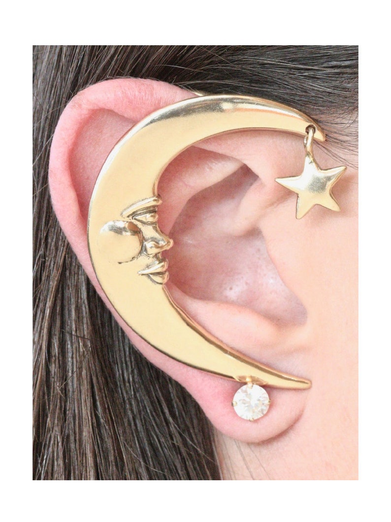 Crescent Moon Ear Wrap 14K Gold Prince Ear Wrap Moon Ear Cuff - Etsy