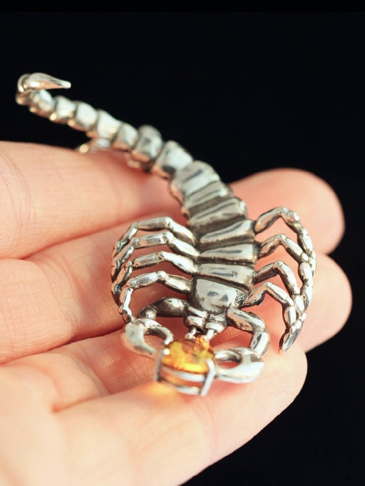 Scorpion Pendant With Gemstone - Sterling Silver - Arachnid Zodiac ...