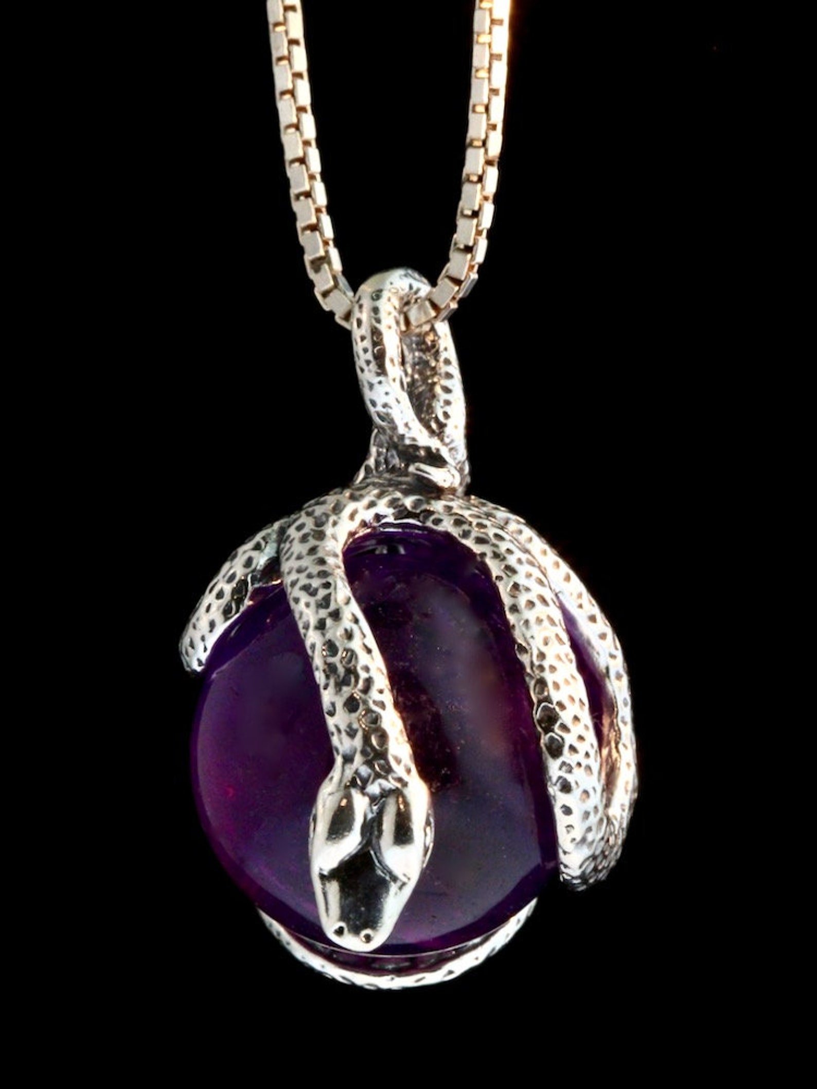 Crystal Snake Orb Pendant Snake Necklace Orb Necklace Gemstone Orb ...