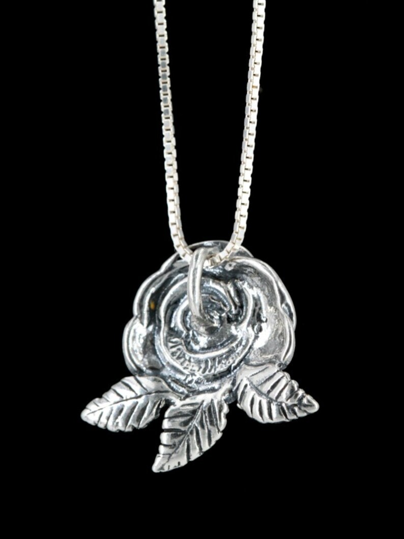 Sterling Silver Rose Necklace Silver Flower Necklace | Etsy