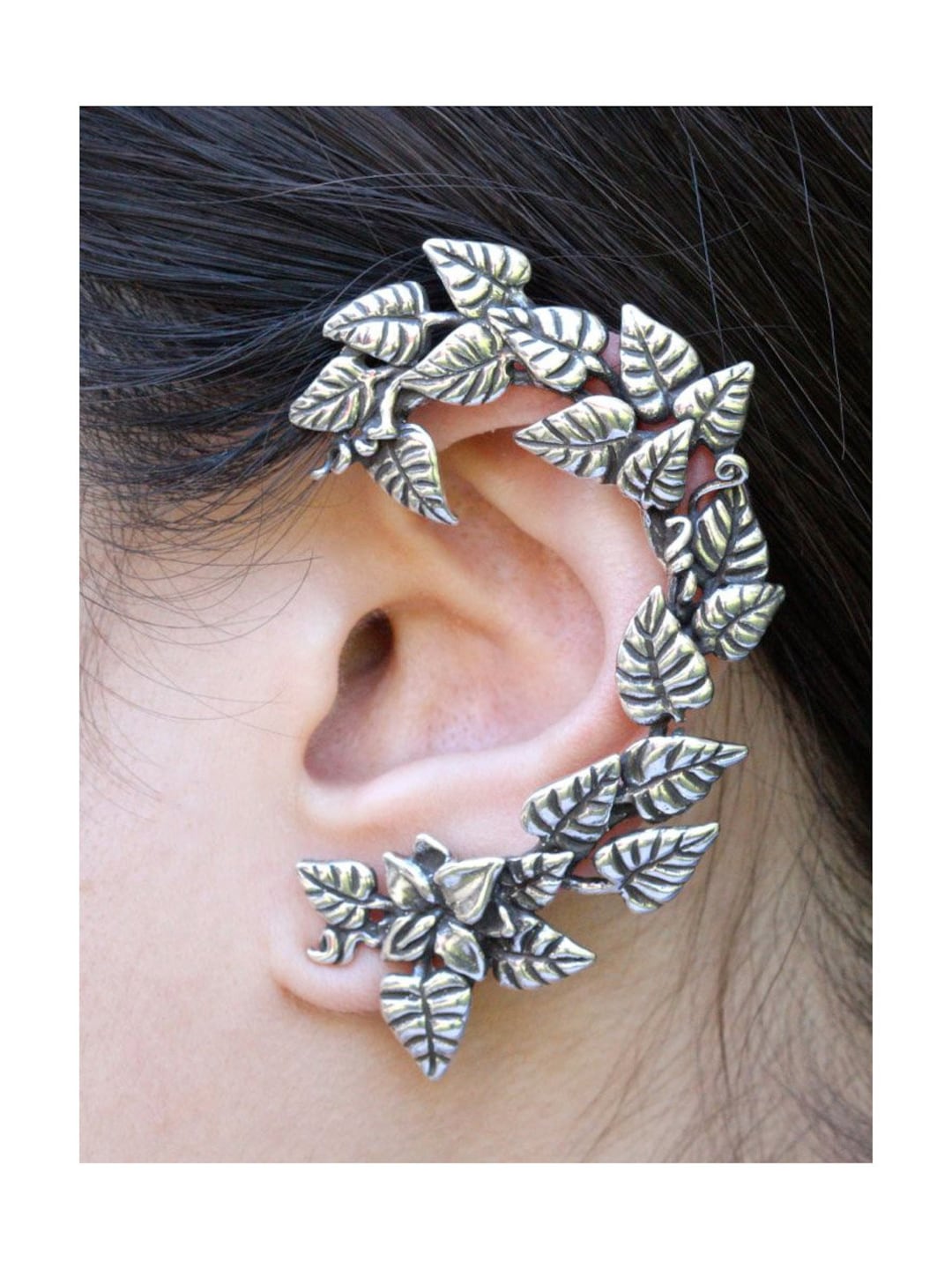 Leaf Ear Wrap Silver Nature Inspired Graceful Leaves Rebirth Plant ...