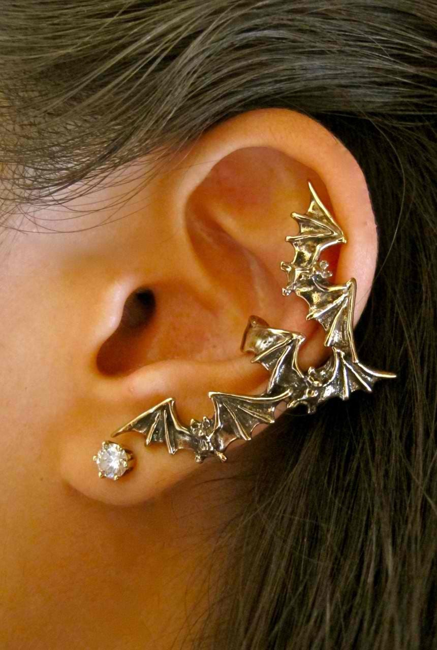 Bat Ear Cuff Bronze Bat Earring Bat Flock Ear Cuff Bat Jewelry - Etsy