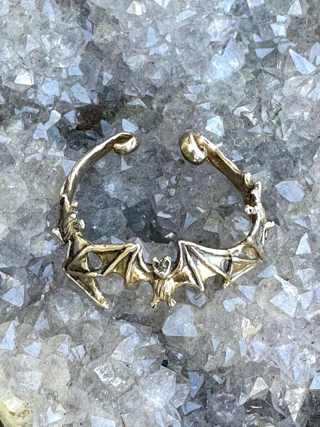 Bronze Bat Hoop Ear Cuff Bat Hoop Earrings Bat Jewelry Golden Bats ...