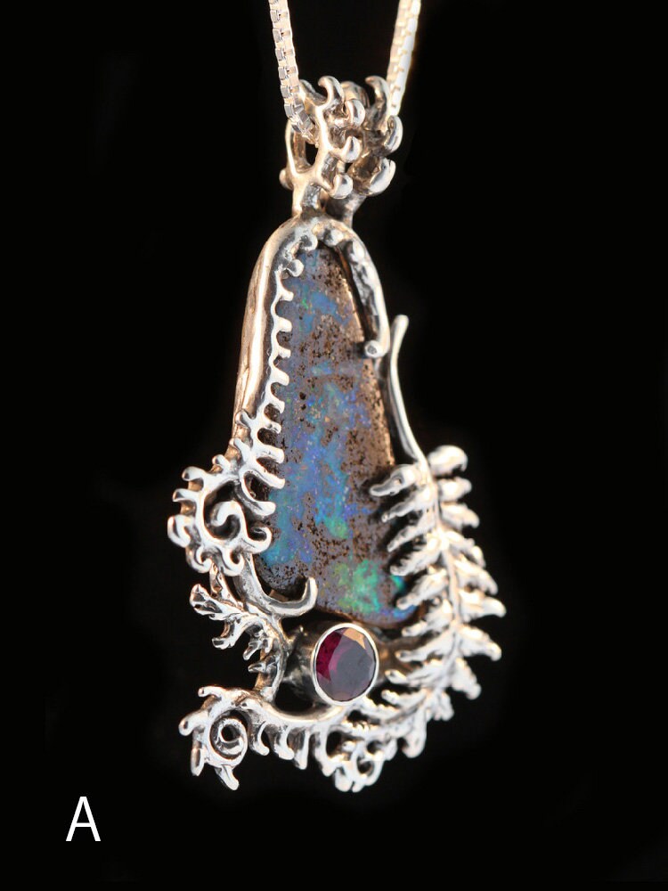 Boulder Opal Necklace Fern Necklace Fern Jewelry Fern Gully | Etsy