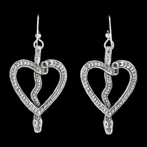 Love Python 9 Earrings Snake Earrings Heart Earrings Serpent Jewelry ...