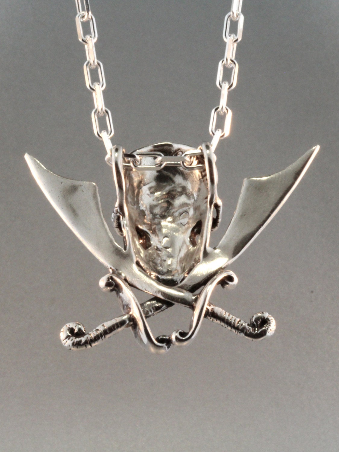 Skull Necklace Skull and Crossed Cutlass Necklace Pirate - Etsy