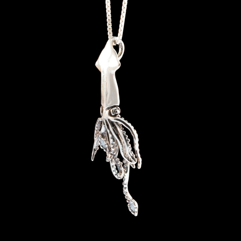 Squid Necklace Silver Squid Charm Squid Jewelry Kraken - Etsy UK