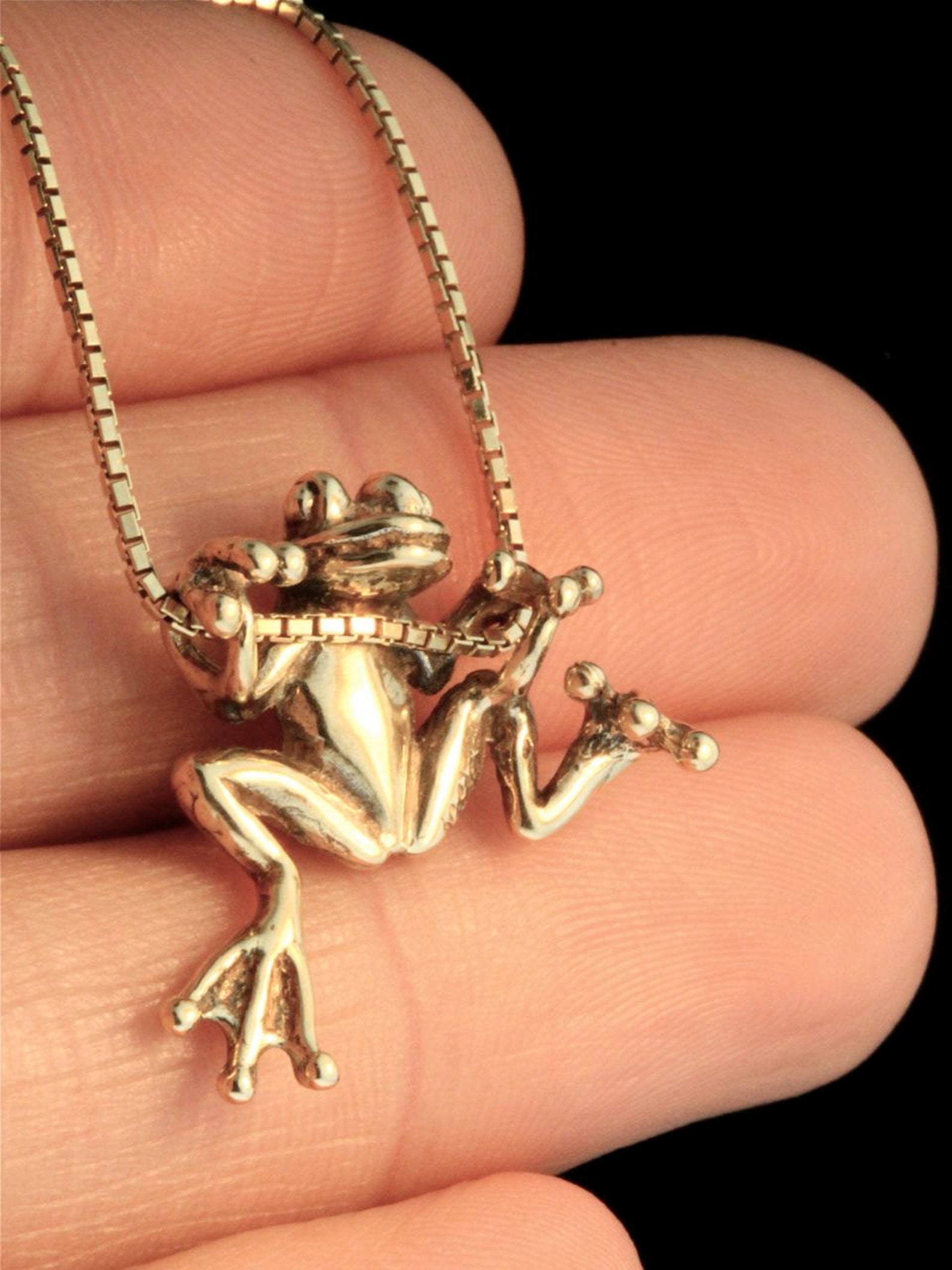 Gold Frog Necklace 14k Gold Tree Frog Charm Frog Pendant Frog - Etsy