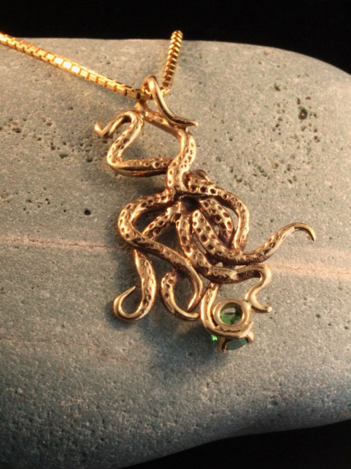 Gold Octopus Necklace Octopus Charm with Fire Opal 14k Gold | Etsy