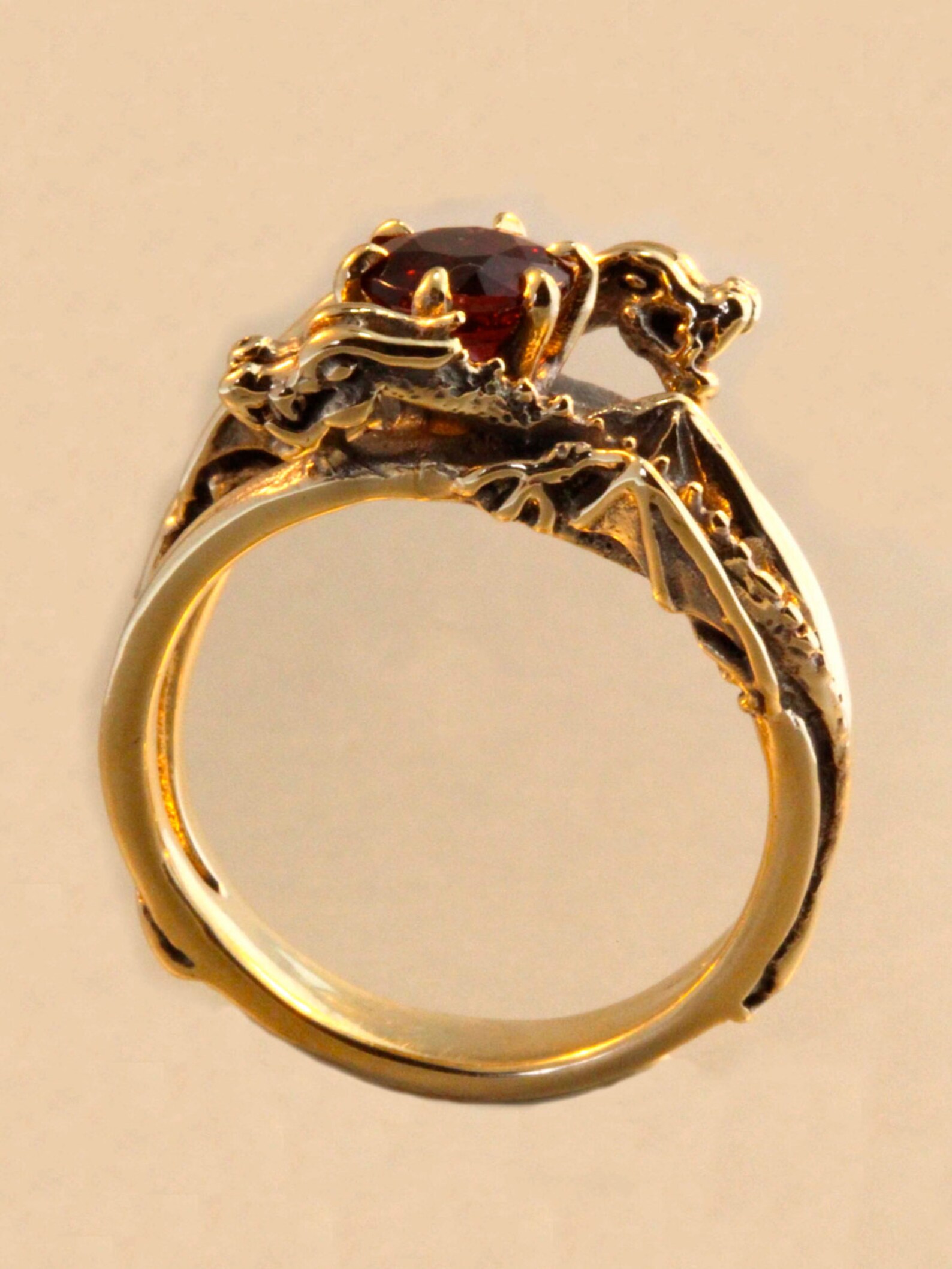 Dragon Ring Gold 14K Gold Double Dragon Eternity Ring with | Etsy