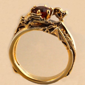 Dragon Ring Gold 14K Gold Double Dragon Eternity Ring With Gemstone Yin ...