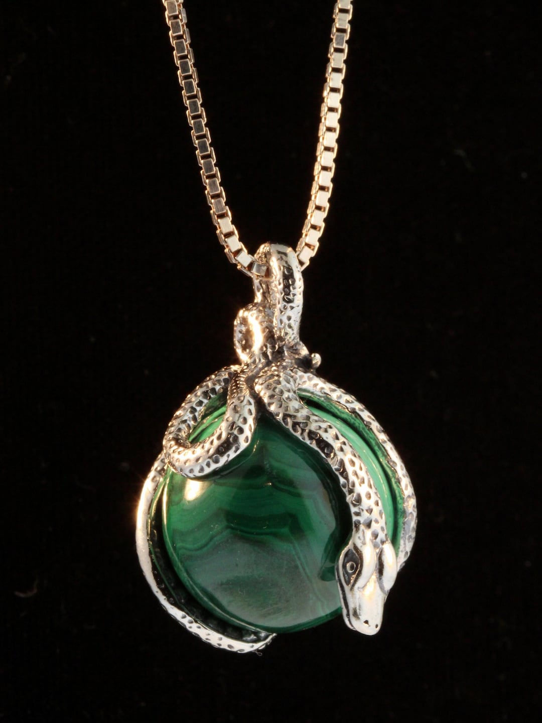 Crystal Snake Orb Pendant Snake Necklace Orb Necklace Gemstone Orb ...