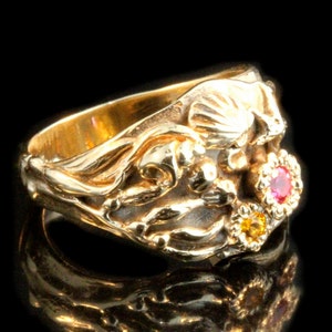 Ocean Ring Gold Tide Pool Ring With Gemstones 14k Gold Ring Ocean ...