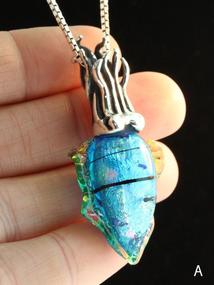Cuttlefish Necklace Squid Necklace Tentacle Necklace Dichroic | Etsy