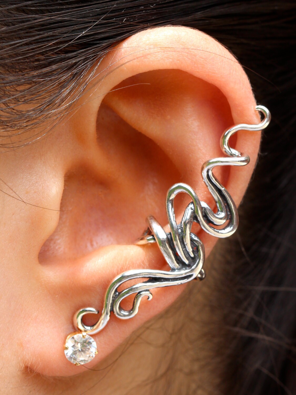 Ear Cuff Silver Ear Wrap Spiro Swirl Ear Cuff Silver Silver - Etsy