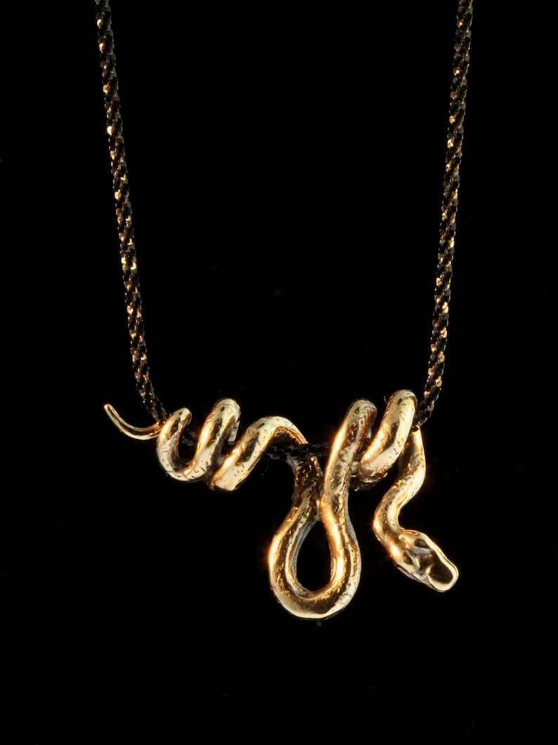 Bronze Snake Necklace Bronze Vine Snake Pendant With Black | Etsy