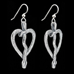 Love Python 9 Earrings Snake Earrings Heart Earrings Serpent Jewelry ...