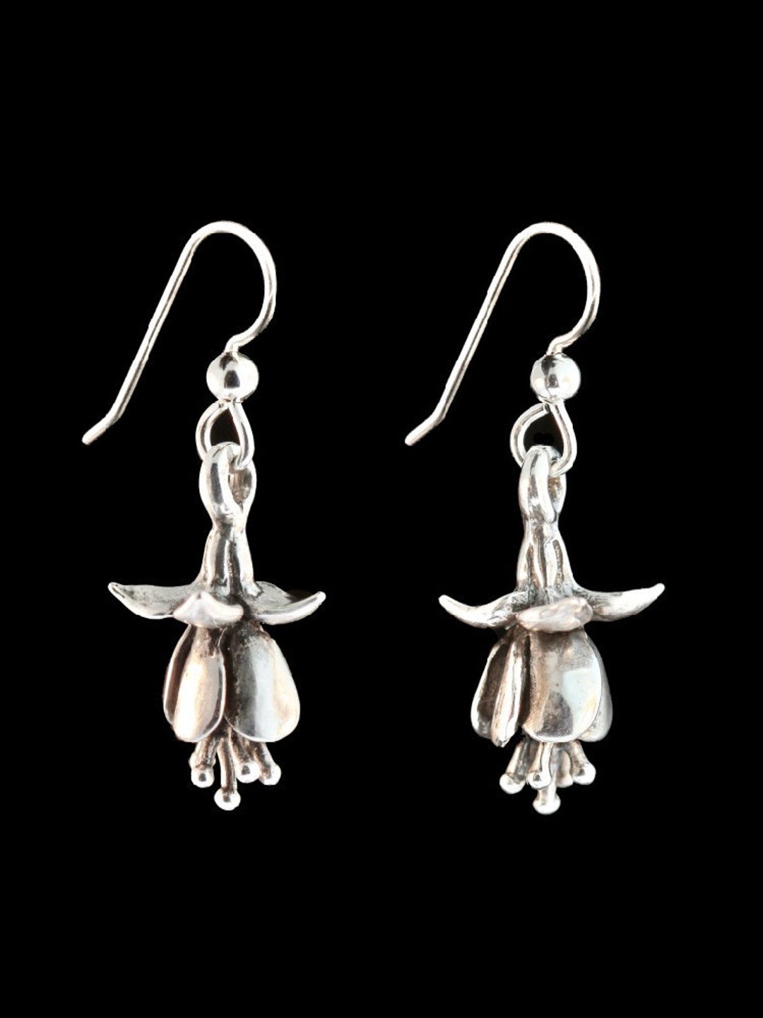 Fuchsia Flower Earrings - Sterling Silver - Etsy