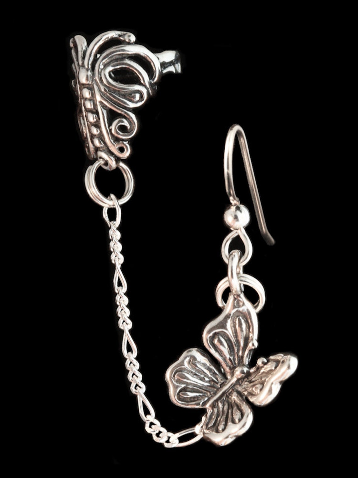 Butterfly Bajoran Ear Cuff Earrings Silver Butterfly Earrings - Etsy