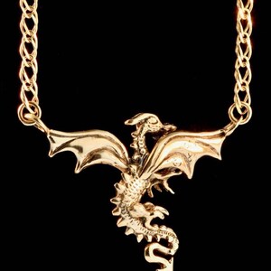 Dragon Necklace 14K Gold Dragon in Flight Gold Dragon Pendant Dragon ...
