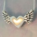 Angel Heart Necklace Angel Heart Charm - Winged Heart Flying Heart ...