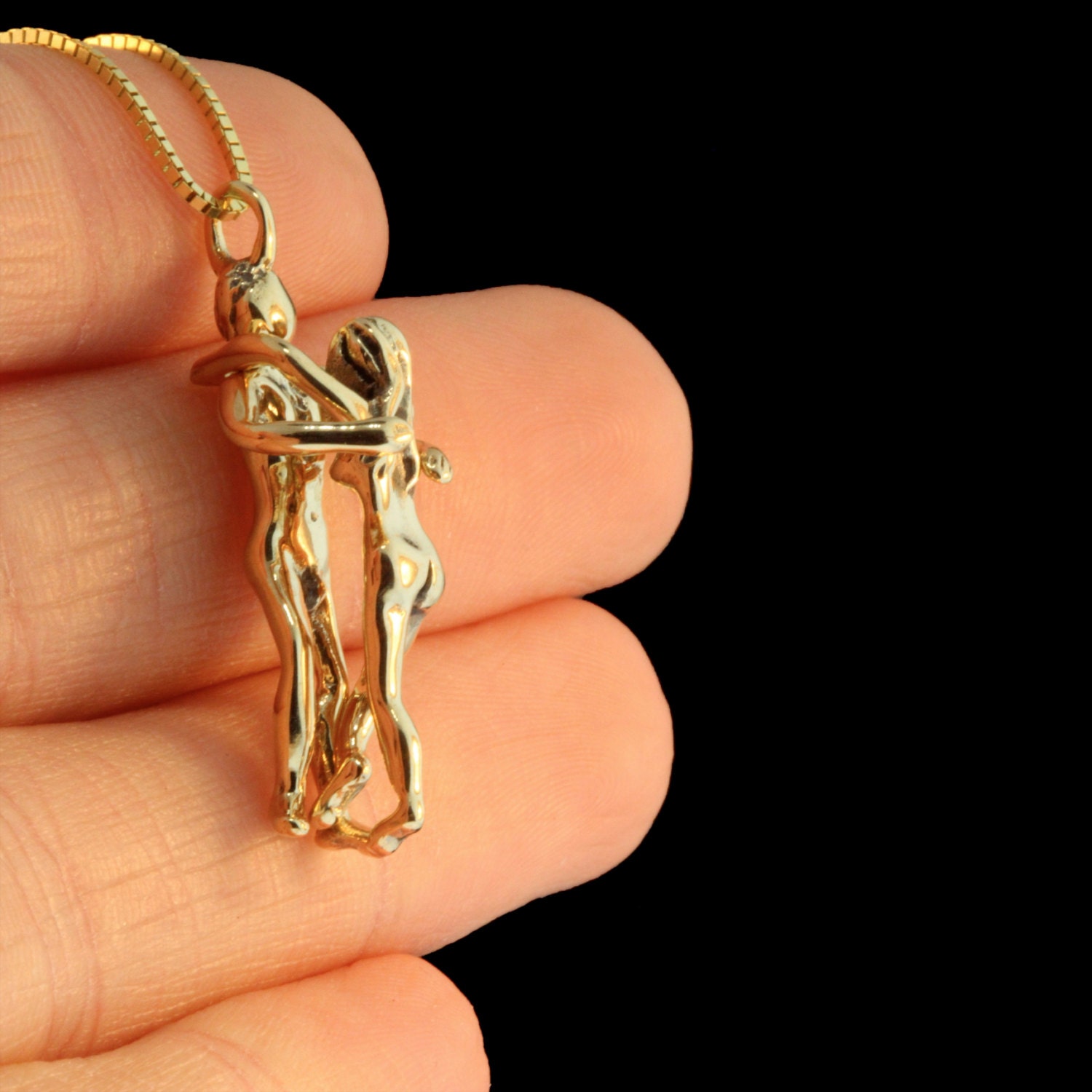Two Part Lovers Pendant - Solid 14k Gold - True Love Pendant - Etsy