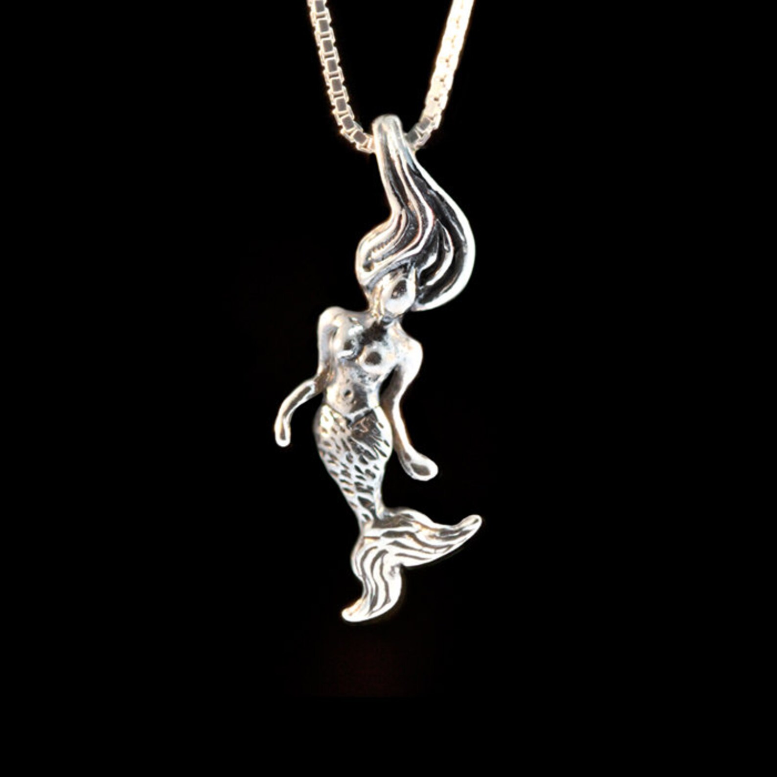 Mermaid Charm Silver Mermaid Pendant Mermaid Necklace Mermaid Jewelry ...