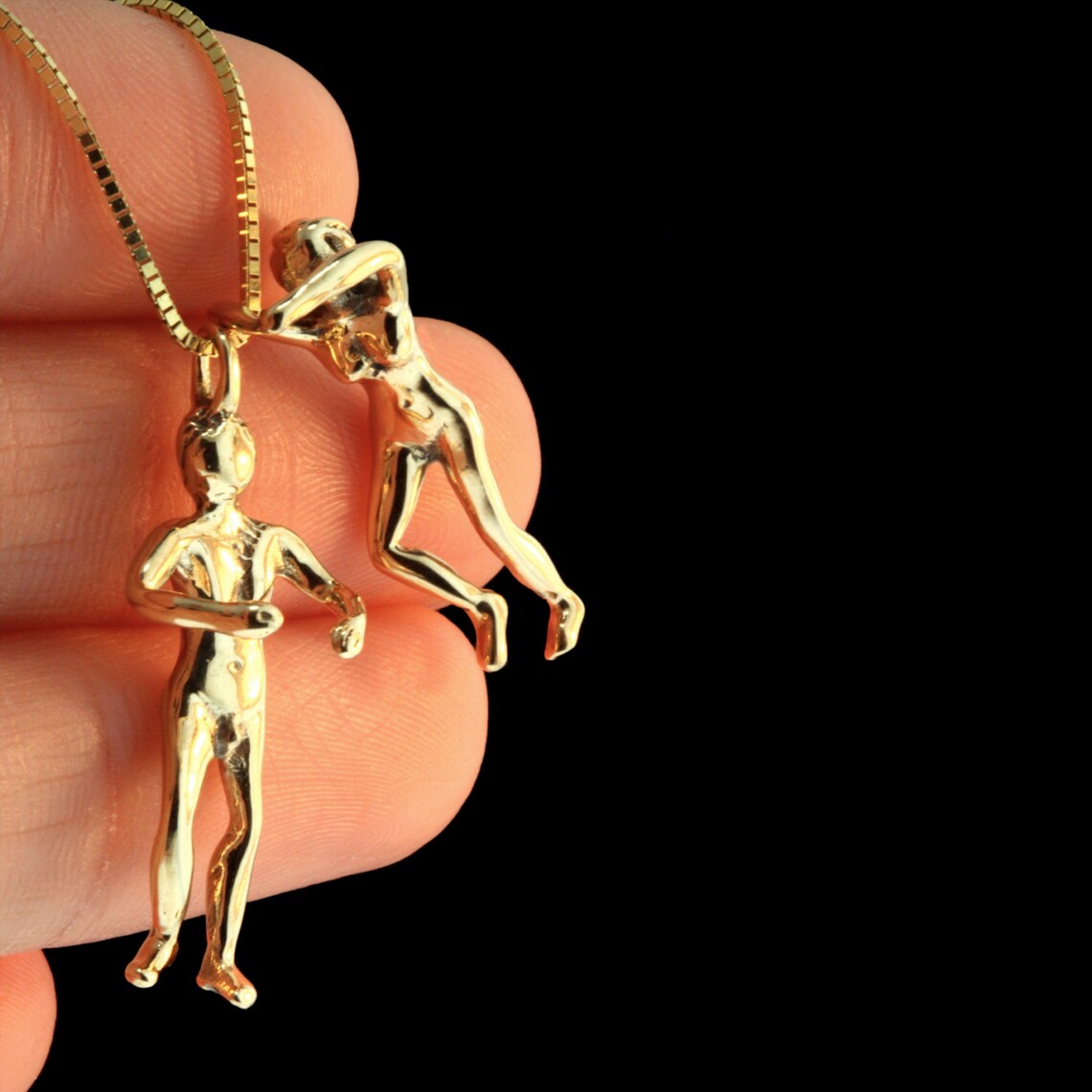 Two Part Lovers Pendant - Solid 14k Gold - True Love Pendant - Etsy
