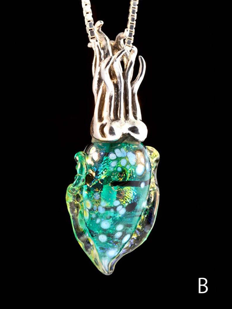 Cuttlefish Necklace Tentacle Pendant Dichroic Glass Jewelry | Etsy