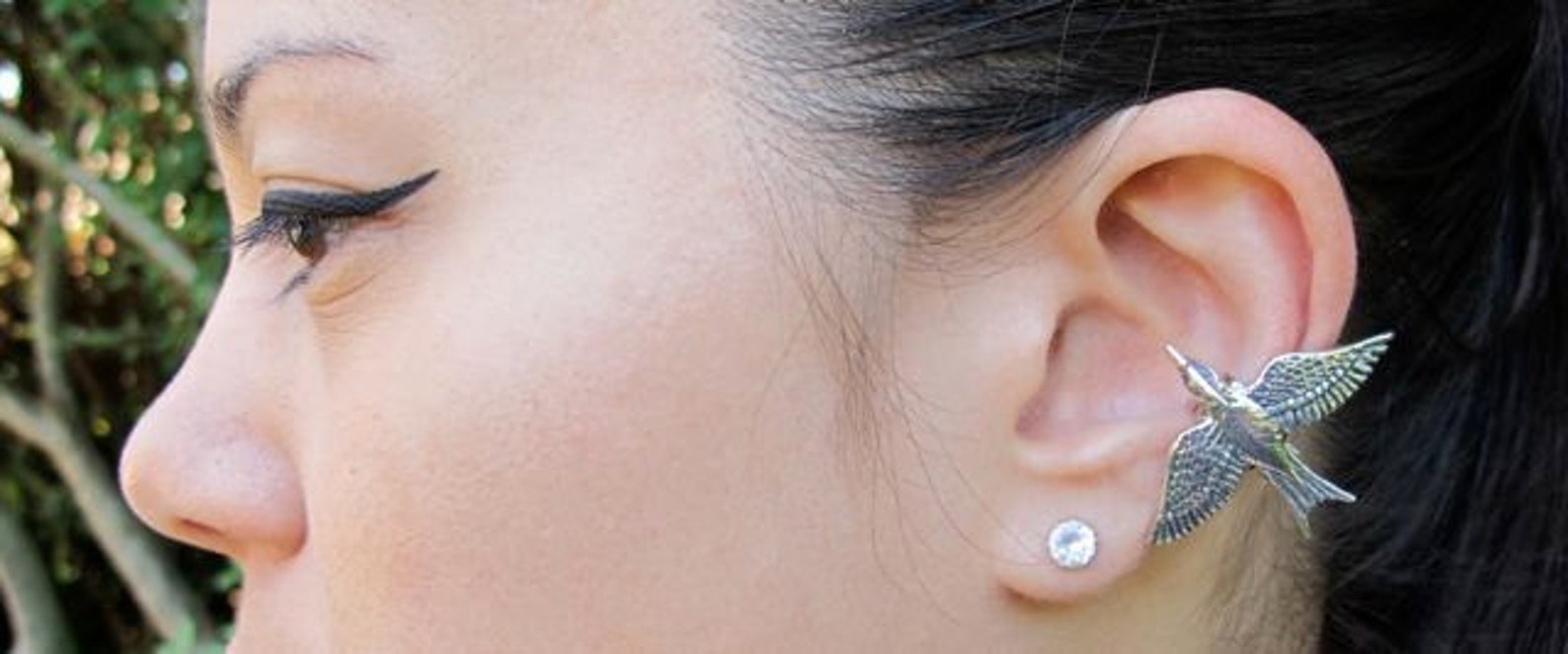 Bird Earring Bird Ear Cuff Silver Bird Jewelry Silver Mocking | Etsy