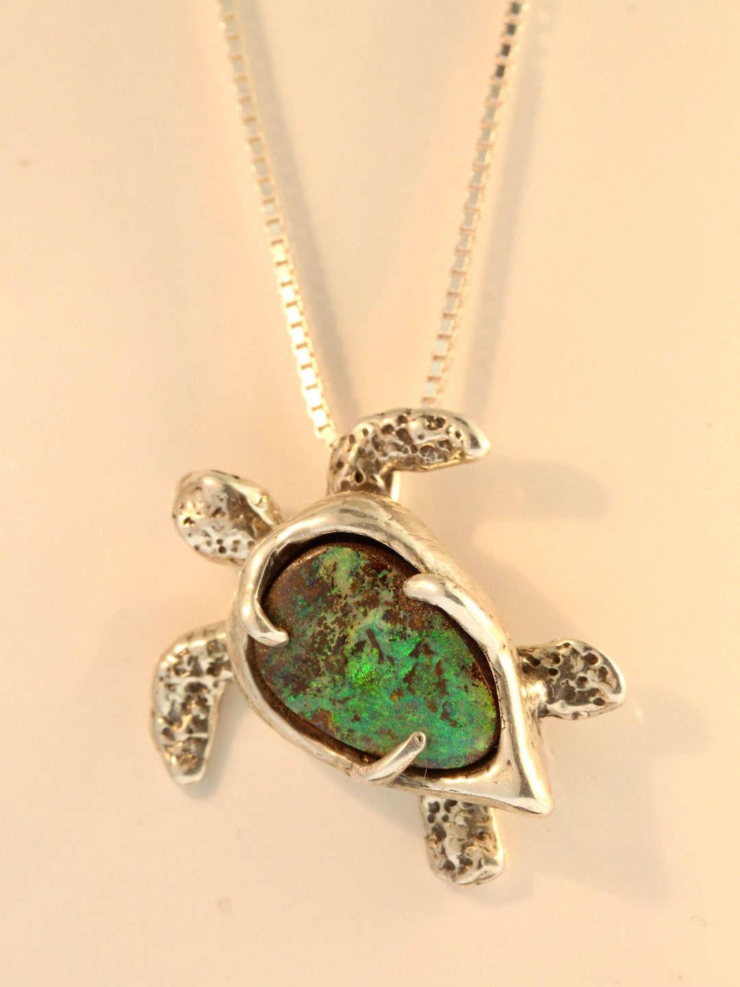 Opal Turtle Necklace Australian Boulder Opal Pendant Opal Jewelry Opal ...