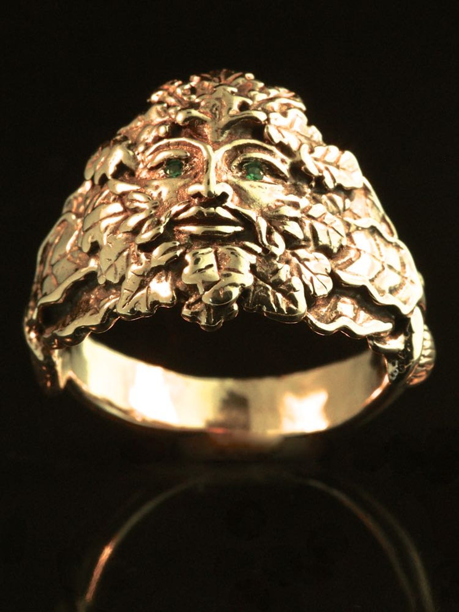 Green Man Ring 14k Gold Oak Leaf and Acorn Ring Leaf Man With - Etsy