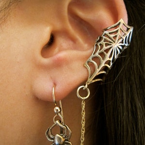 Spider Web Ear Cuff - Bronze Web and Chained Spider Ear Cuff Bajoran ...
