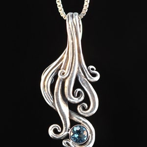 Wave Necklace Silver Waterfall Jewelry Cascade Waterfall Necklace Ocean ...