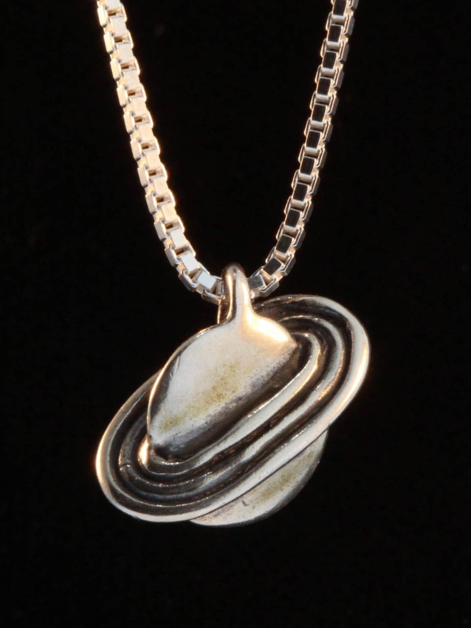 Silver Saturn Charm Pendant Space Jewelry Planet Necklace - Etsy