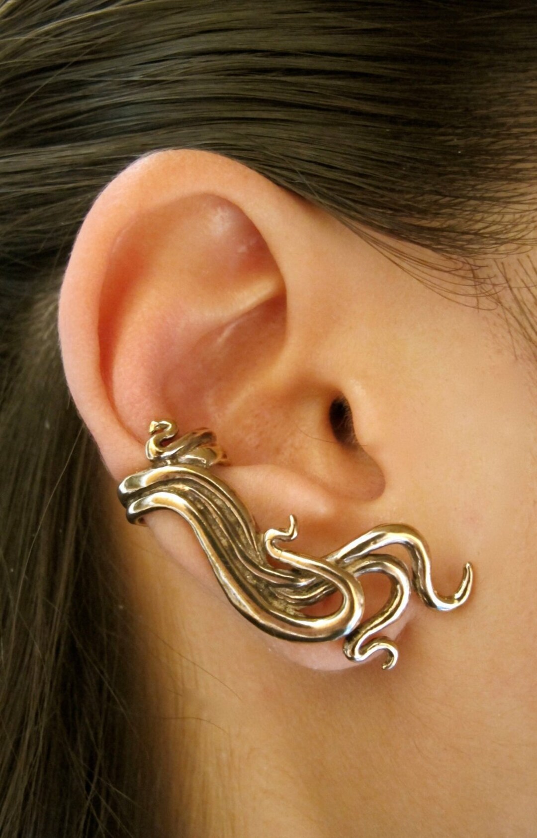 Ear Cuff Bronze Wave Ear Cuff Swirl Ear Cuff Wave Jewelry Bronze Ear ...