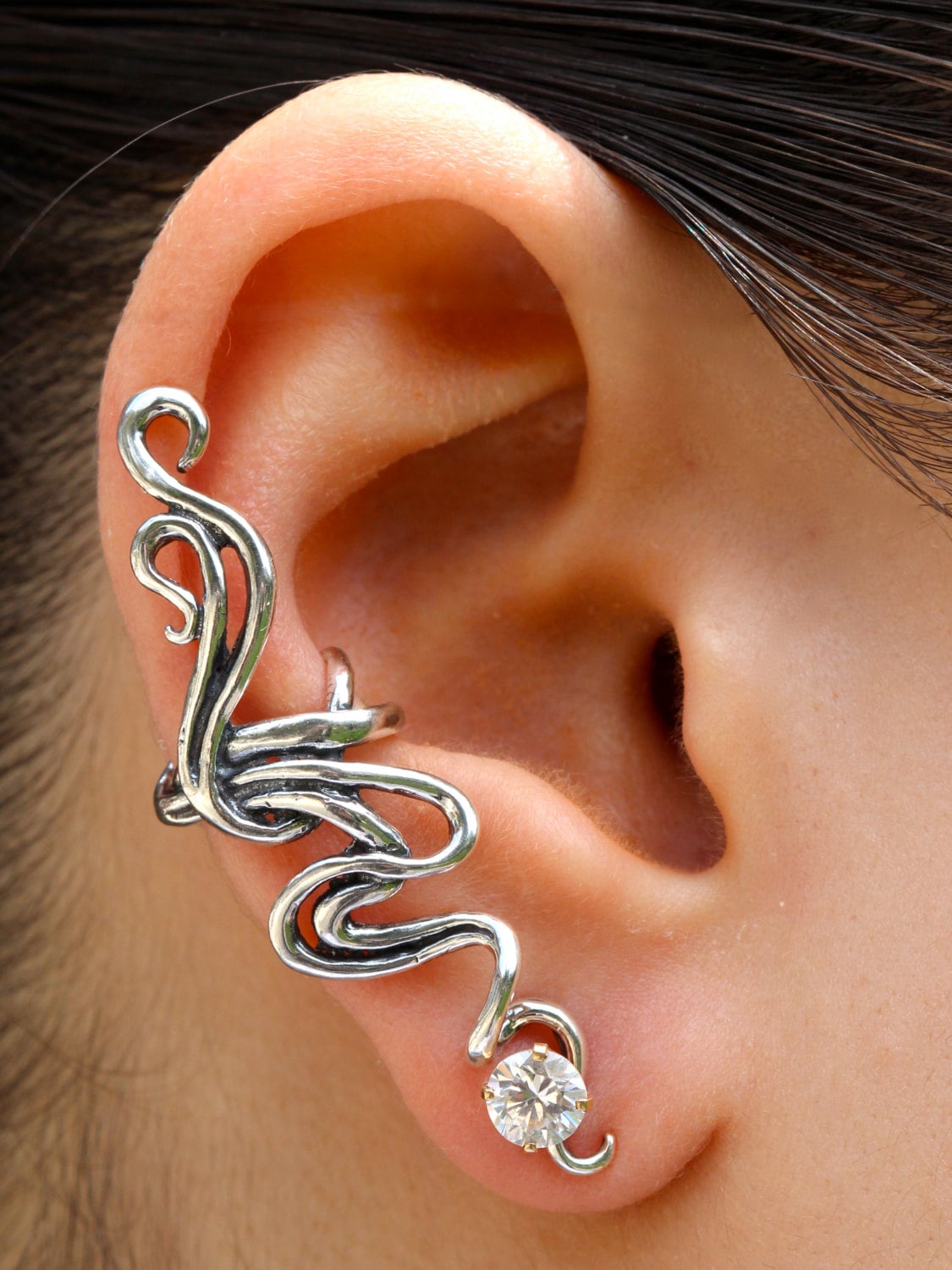 Ear Cuff Silver Ear Wrap Spiro Swirl Ear Cuff Silver Silver - Etsy