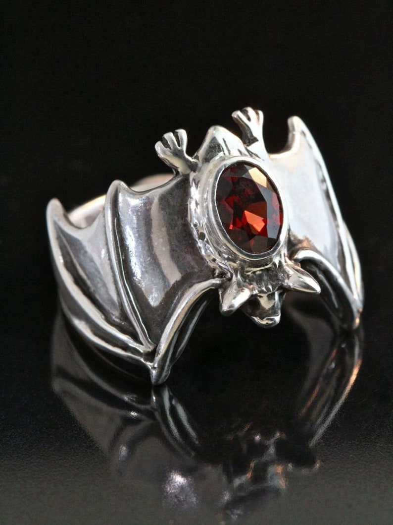 Bat Ring Silver Classic Bat Ring With Gemstone Bat Jewelry - Etsy