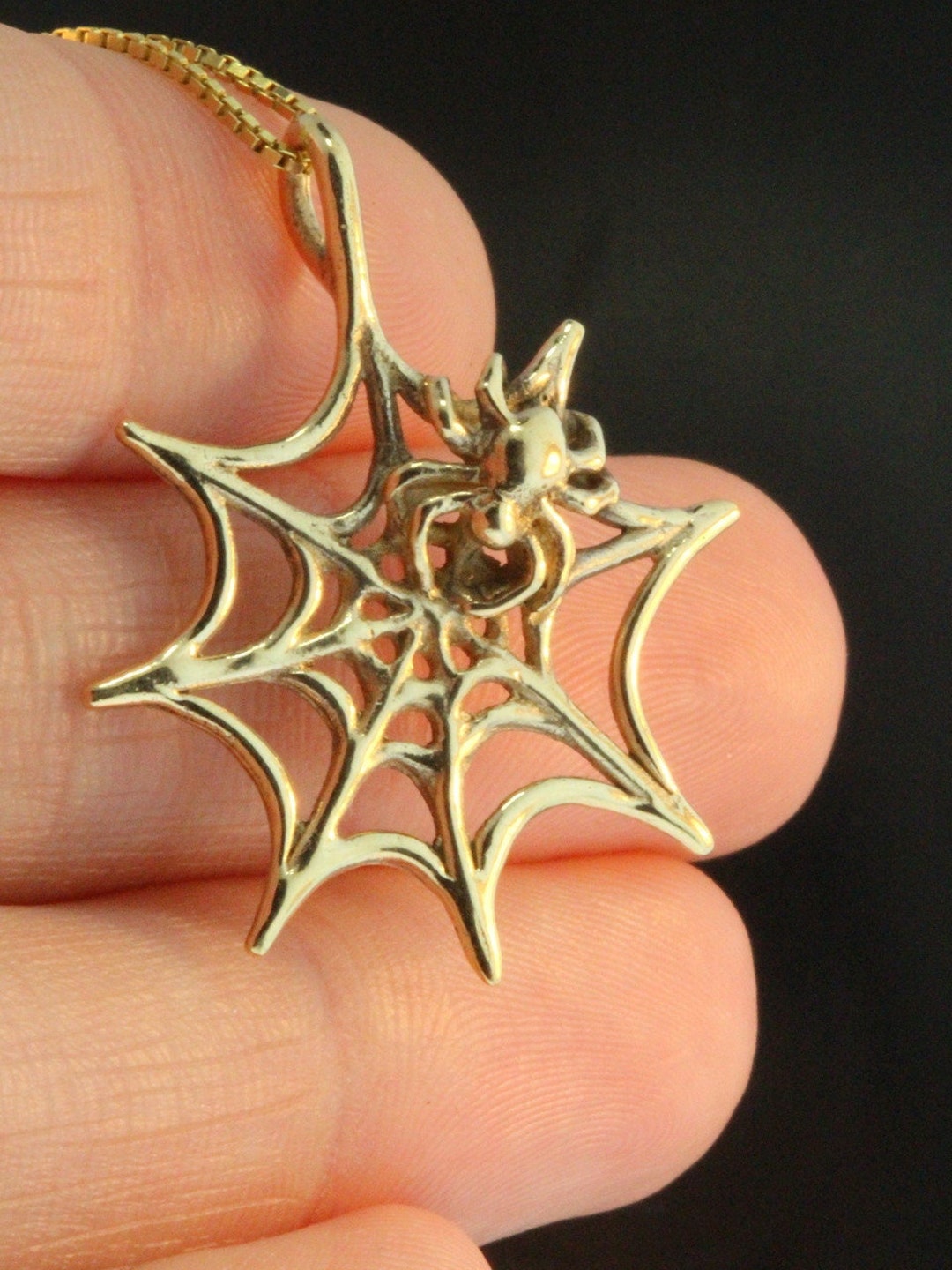 Spider Web Charm Necklace Solid 14k Gold Gold Spider Charm Gold Spider ...