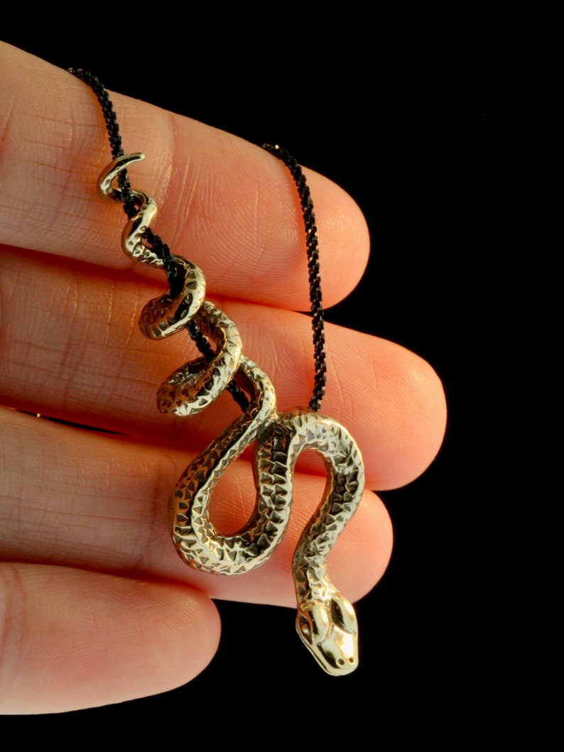 Bronze Snake Pendant Python Snake Bronze Snake Necklace Serpent ...