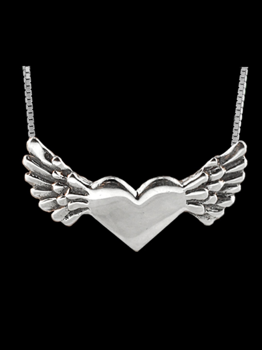 Angel Heart Necklace Angel Heart Charm - Winged Heart Flying Heart ...