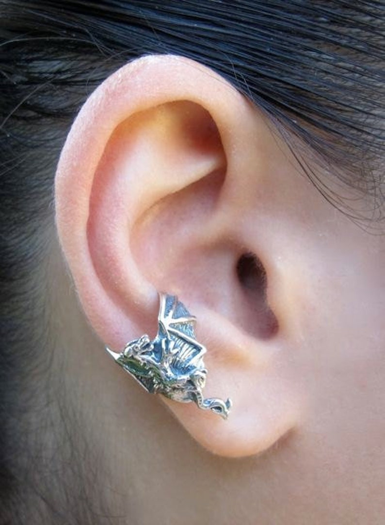 Dragon Ear Cuff Chevron Silver Dragon Jewelry Dragon Earring - Etsy