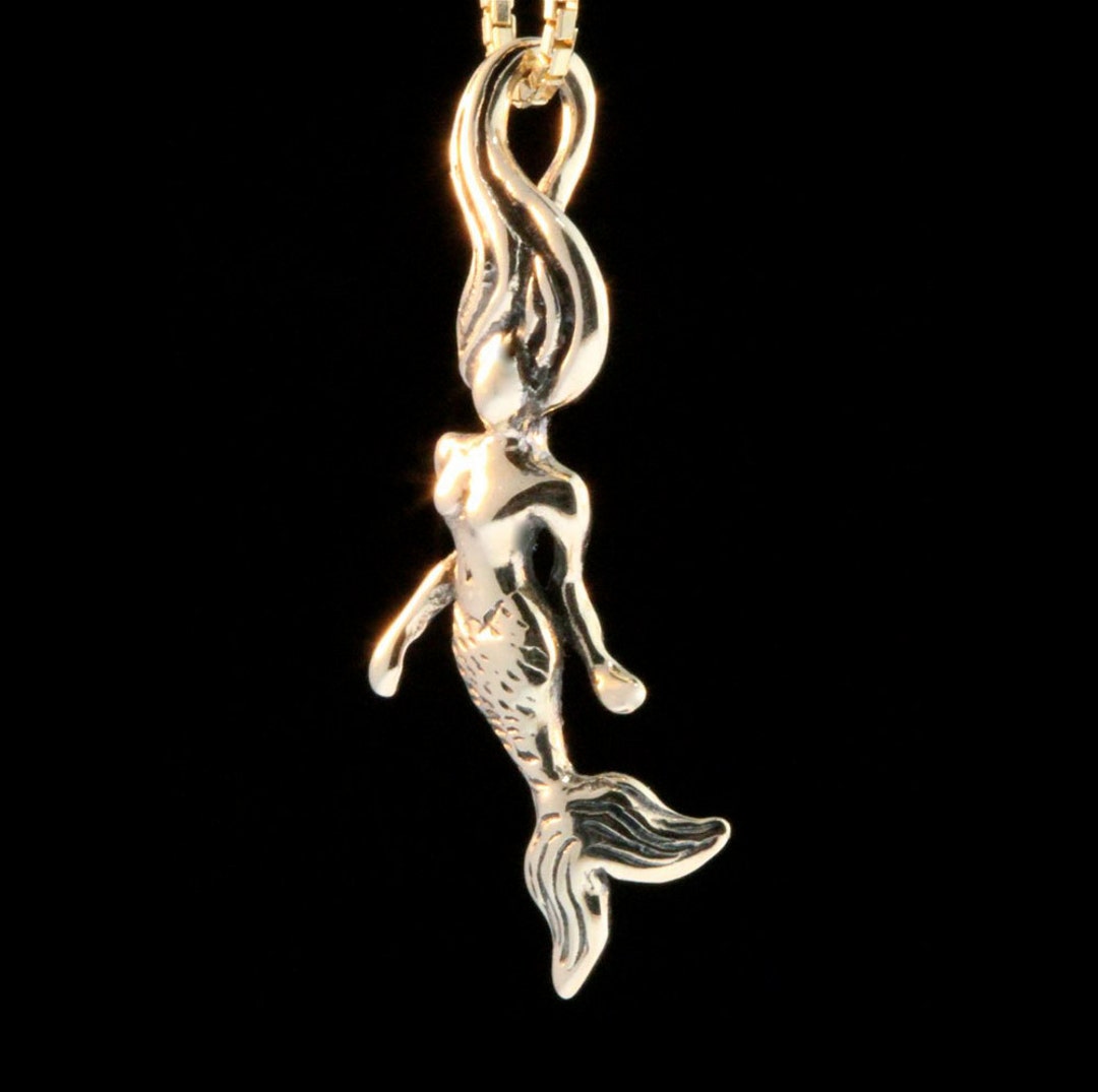 Mermaid Charm Gold Mermaid Pendant Mermaid Necklace Mermaid Jewelry ...