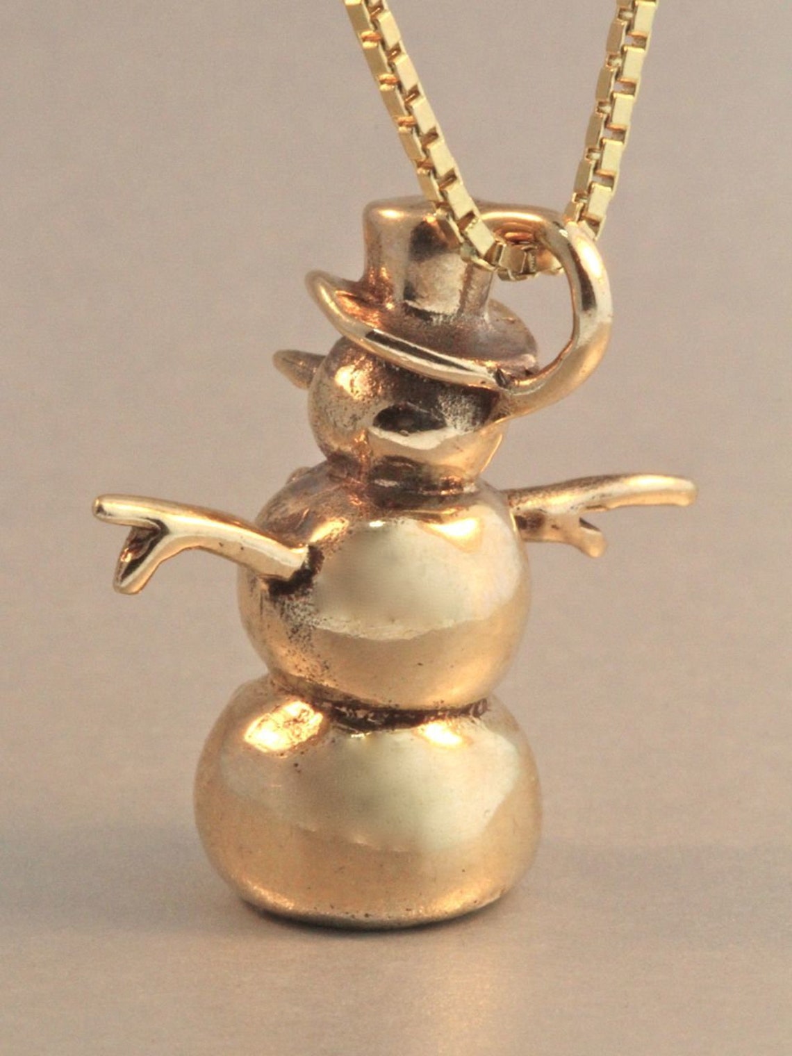 Snowman Necklace 14K Gold Snowman Charm Snowman Pendant Frosty - Etsy