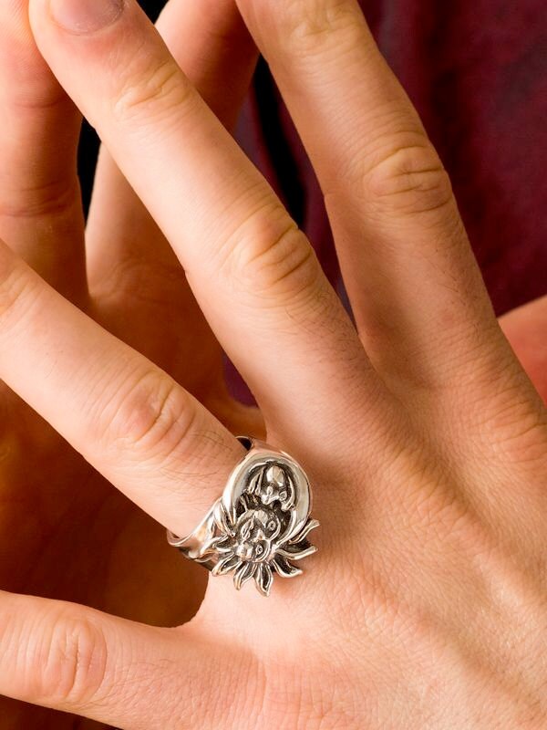 Moon Ring Sun Ring Silver Eclipse Ring Moon Jewelry Sun | Etsy