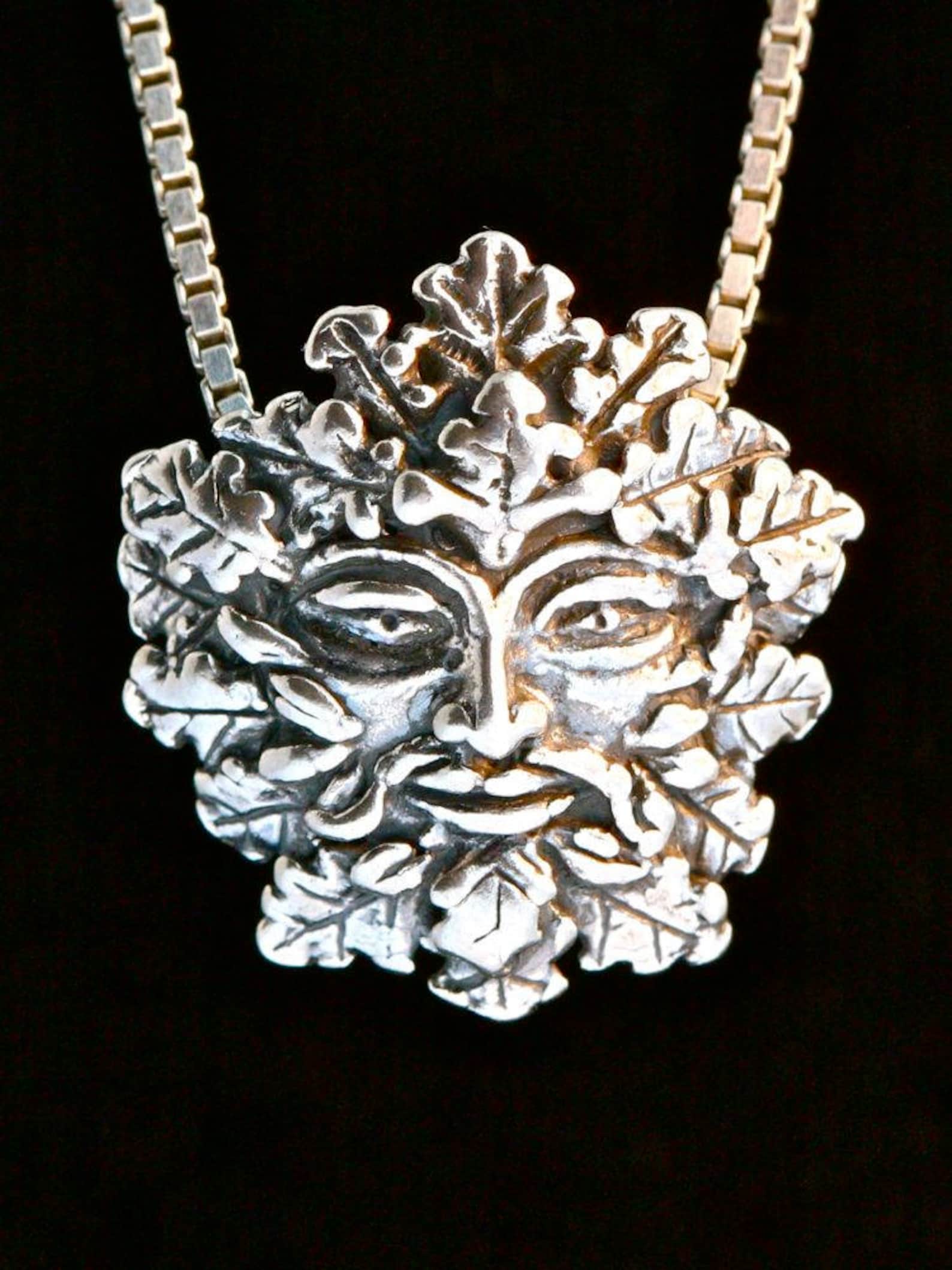 Green Man Charm - Sterling Silver - Celtic Pagan Pendant - Etsy