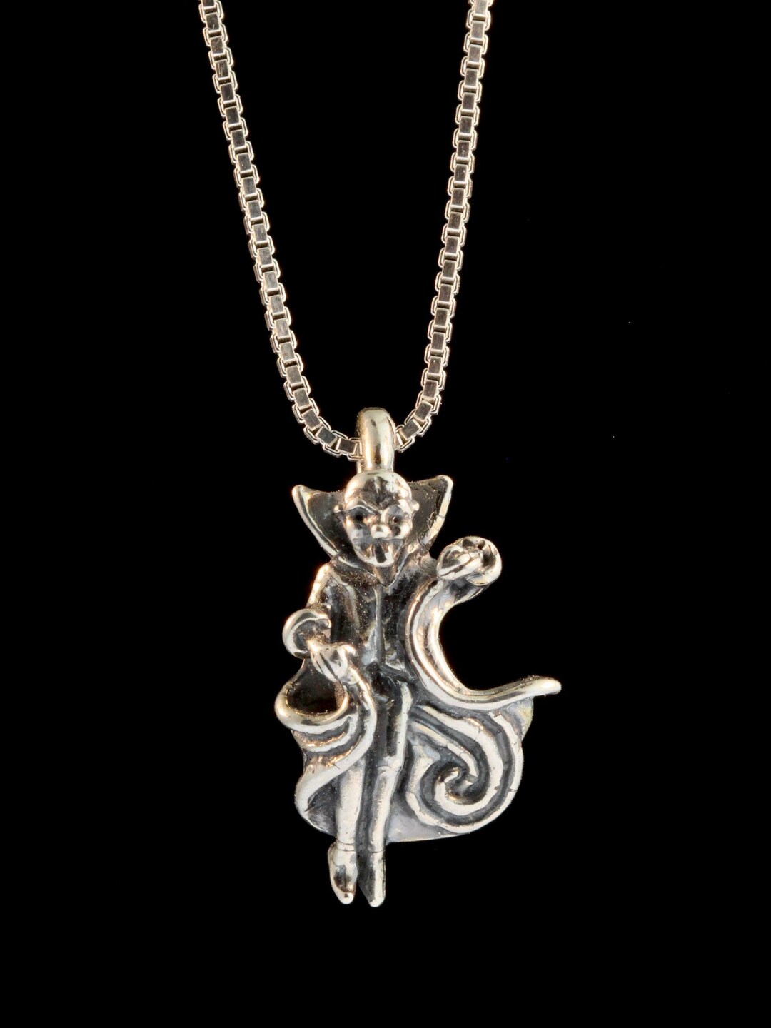 Sterling Silver Dracula Necklace Vampire Necklace Dracula Charm Dracula ...