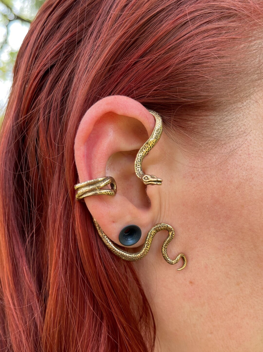 Snake Ear Wrap Bronze Ear Wrap Bronze Viper Snake Ear Climber Snake ...