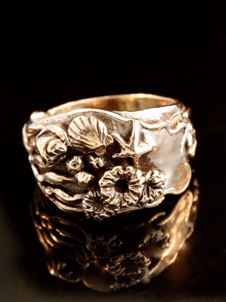 Tidepool Ring - Solid 14K Gold - Ocean Diver Beachcomber Band - Etsy